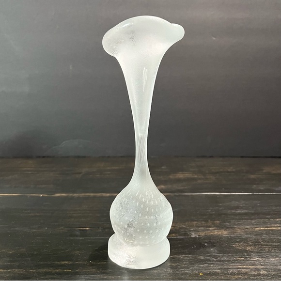 Other | Vtg Art Deco Style Translucent Frosted Glass Flower Design Bud ...